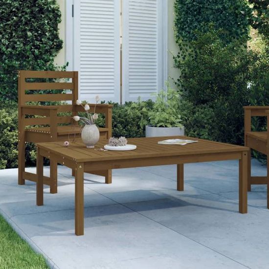 Classique Table Terrasse Table de jardin - CFM - marron miel 121x82 ...