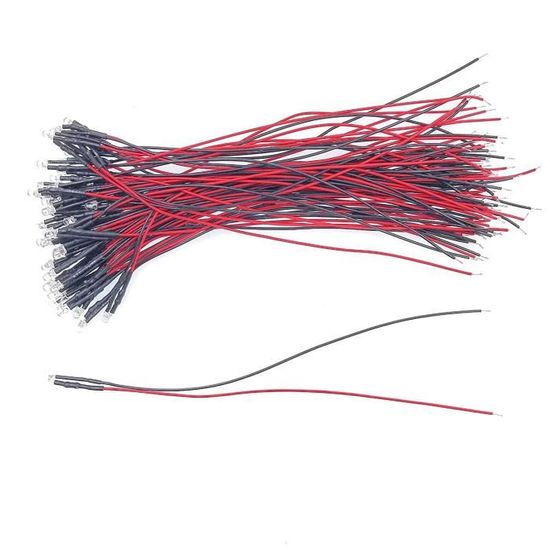 50 pièces diodes LED blanches 12V 3mm avec fil, diodes LED 3mm, diodes ...