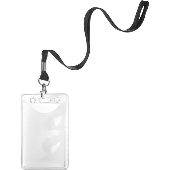 Porte-badge avec lanière, Porte-carte vertical en vinyle souple ...