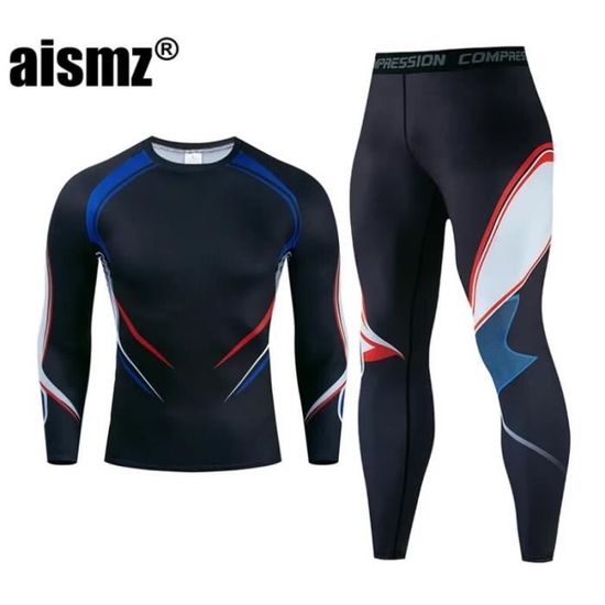 Ensemble de lingerie,Sous-vêtement thermique de compression pour homme,première couche,ensemble ...