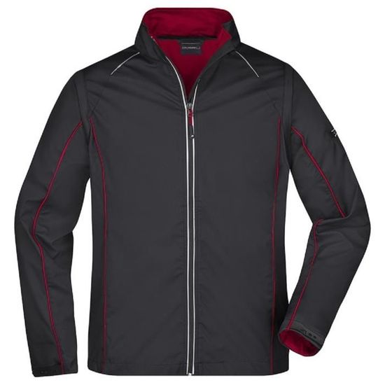 Veste softshell homme JN1122 noir et rouge - manches amovibles ...