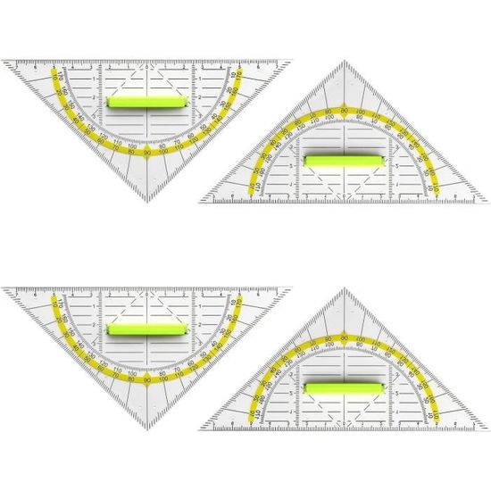 Equerre Ecole Rapporteur, 4 Pcs Règle Equerre Rapporteur 2 En 1 Kit ...
