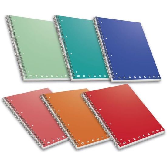 Pigna 02155585M, Lot de 5 cahiers à spirales A4 sans trous-micro ...
