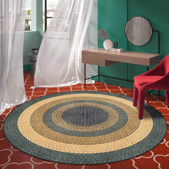 Tapis Rond Doux Grand Antidérapant Lavable Corde Tressée Imitation ...