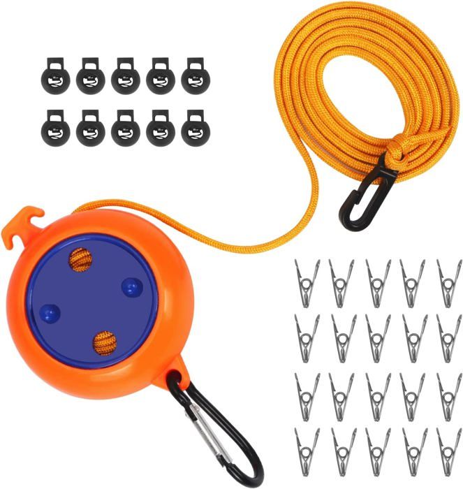 Corde linge de camping portable 8 mtres de corde linge rglable avec 20 ...