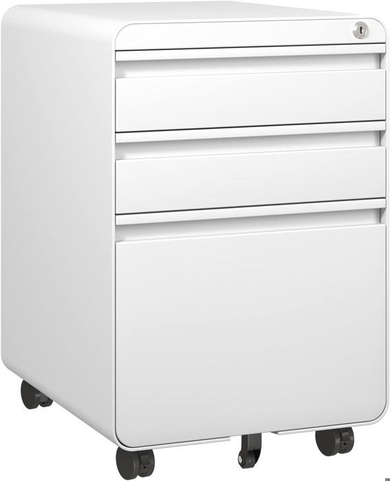 Dripex Caisson de Bureau à Roulette - 3 Tiroirs verrouillable - Armoire ...