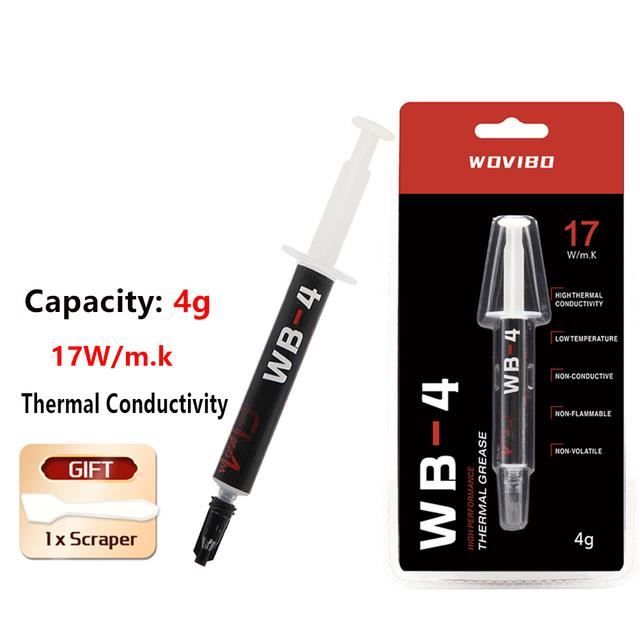 Capacité 4g-Waccueilli bo pâte thermique WB 4 WB 4g 1g 17 W-M k pour CPU GPU imprimante ...