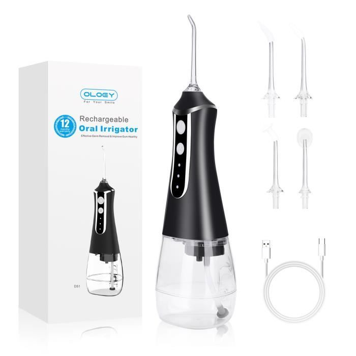 Le noir - irrigateur buccal Portable, hydropulseur 3 Modes, 5 buses ... Le noir - irrigateur buccal Portable, hydropulseur 3 Modes, 5 buses ...