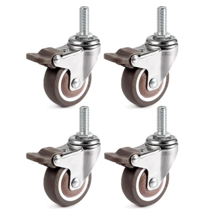 4 Pcs Roue Pivotante, 25Mm Roulettes Pour Meubles À Tige En M6 × 15Mm ...