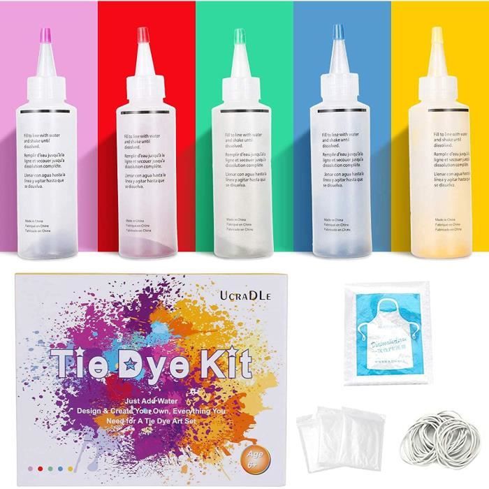 DIY Tie Dye Kit 5 Couleurs Kit de Teinture Tissu pour Enfants, Adultes ...
