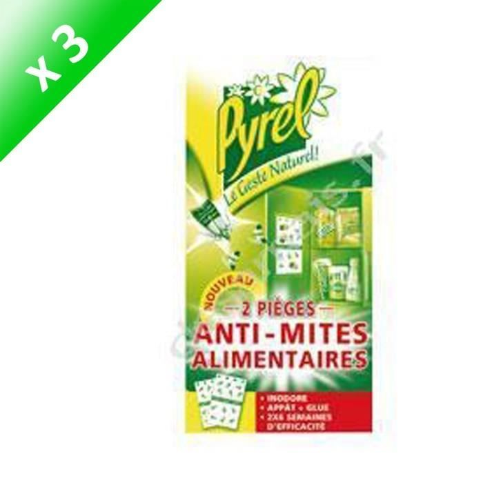 [LOT DE 3 soit 6 pièges] PYREL Pièges anti Mites alimentaires ...