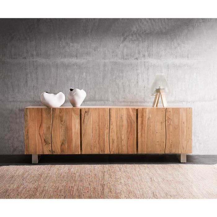 Commode Live-Edge acacia naturel 220 cm 6 portes en bois massif Buffet ...