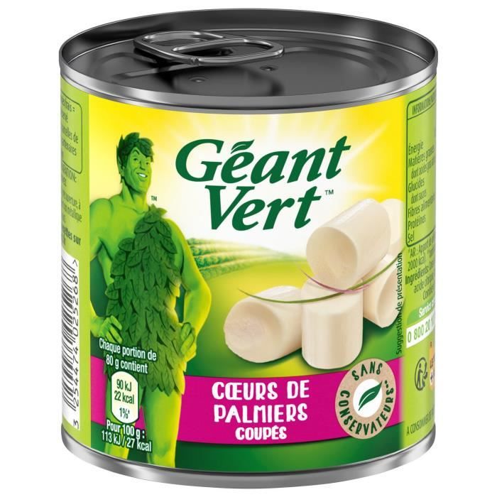 LOT DE 5 - GEANT VERT - Cœur de palmiers coupés - boite de 110 g net ...
