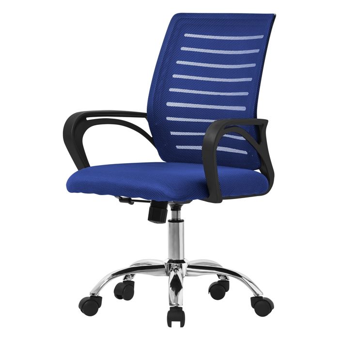 ML-Design Chaise de Bureau Ergonomique Bleu Hauteur Réglable avec Accoudoirs Fauteuil Tissu ...