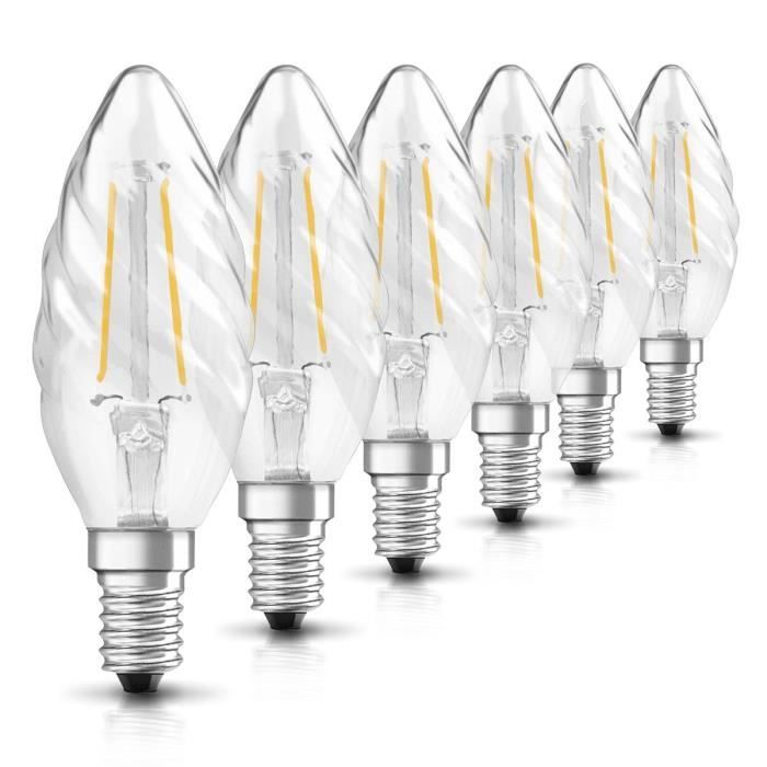OSRAM Ampoule LED Filament, Forme flamme, Culot E14, 2.8W Equivalent 25W, claire, Blanc Chaud ...