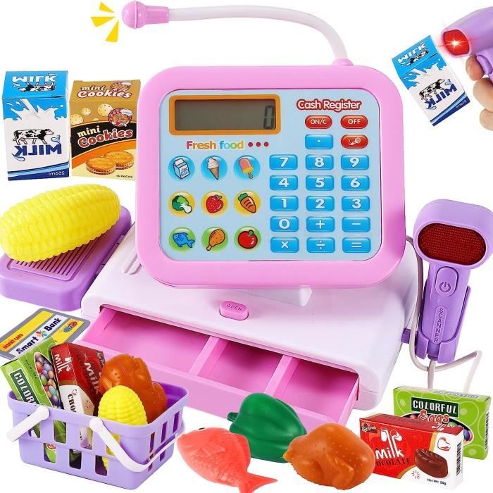 LINFUN KIDS Caisse Enregistreuse Jouet avec Écran Rotatif, Jouet Supermarché Enfant avec Scanner ...