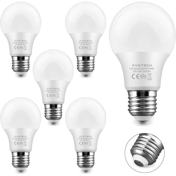 KYOTECH lot de 6 Ampoules LED Standard Culot E27 9W Équivaut à 75W ...