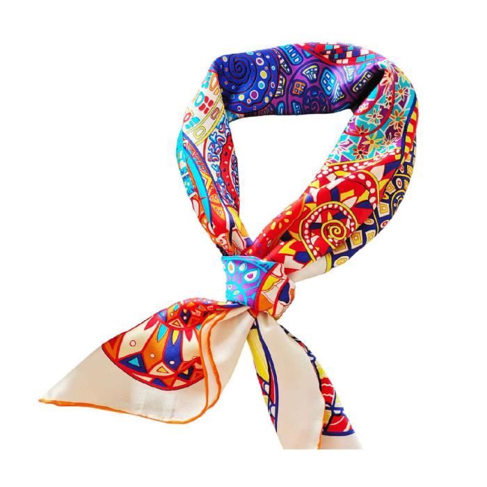 Foulard femme soie de murier 100 % véritable - Chale carre de soie 90* ...