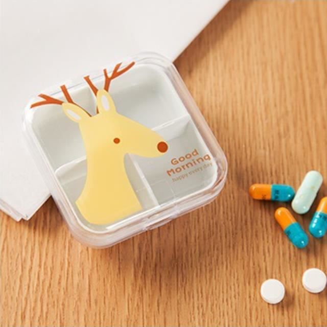 Pill storage box,4 Gird-Yellow--Pilulier Organiseur De Pilules, Boîte ...