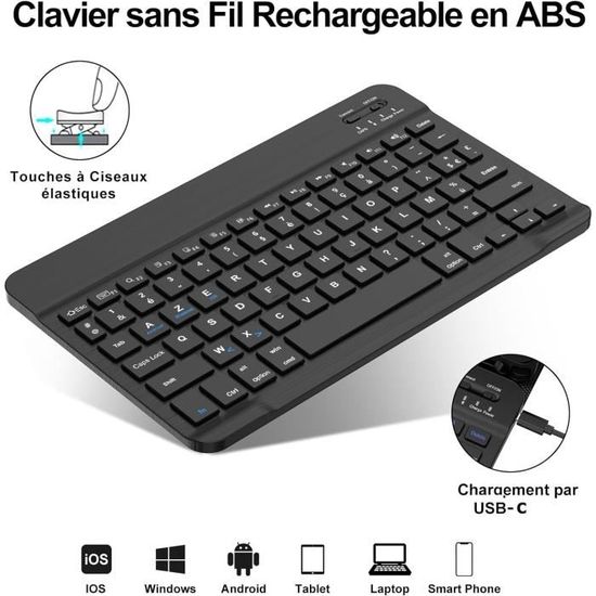 Clavier Sans Fil Bluetooth 11'' - Azerty Portable Rechargeable Clavier ...