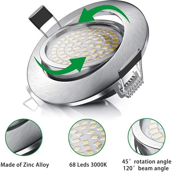 Led Spots Encastrables Orientable Rond 5w Ultraslim Blanc Chaud 3000k