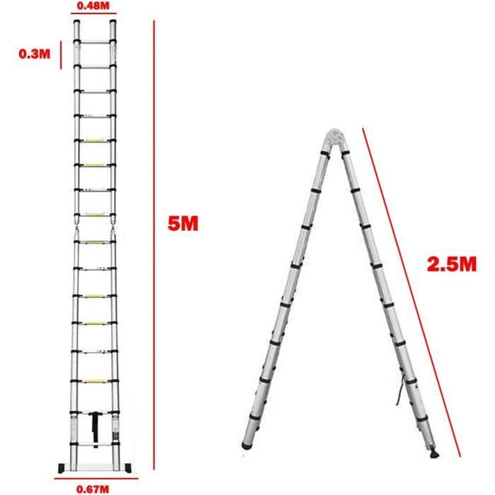 Échelles pliables 5M - 2.5M + 2.5M Une Extension Extensible en Alm ...