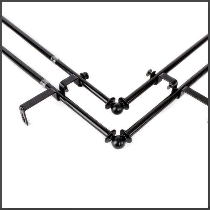 15 mm double tringle avec deux angles droits (noir, 96-183 cm ...
