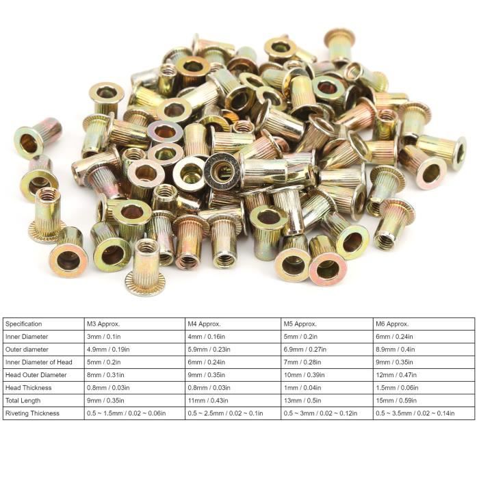 Ecrou d'insertion fileté - VVIKIZY - M4 - Zinc Plaqué - Kit d'Écrous ...