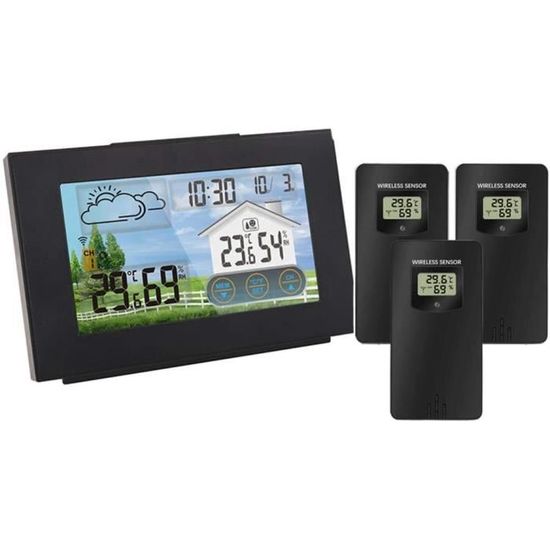 Station météo sans Fil à écran Tactile capteur extérieur thermomètre numérique hygromètre ...