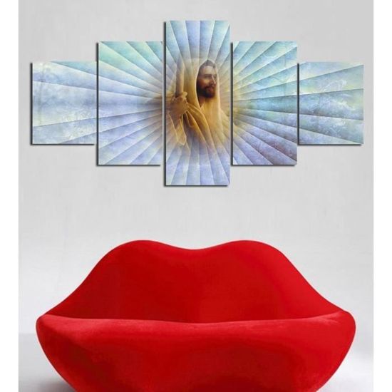 GUHB-54 Ensemble de peintures sur toile avec Portrait de jésus, 5 ...