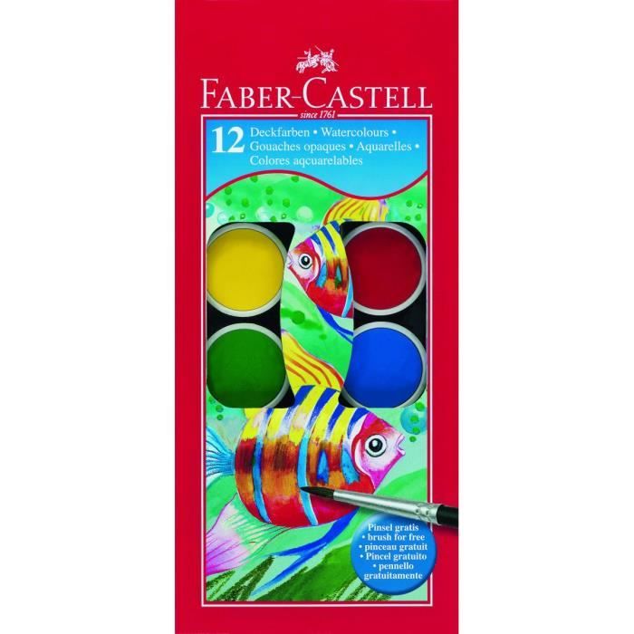 FABER-CASTELL Palette 12 Pastilles de Gouaches - Cdiscount Beaux-Arts ...