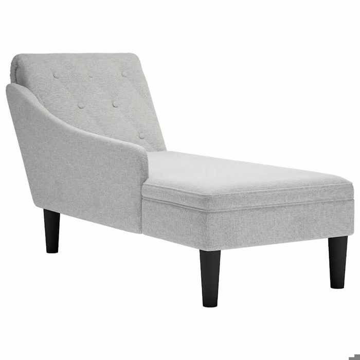 Meridienne salon-Fauteuil long - avec coussin - et accoudoir droit gris ...