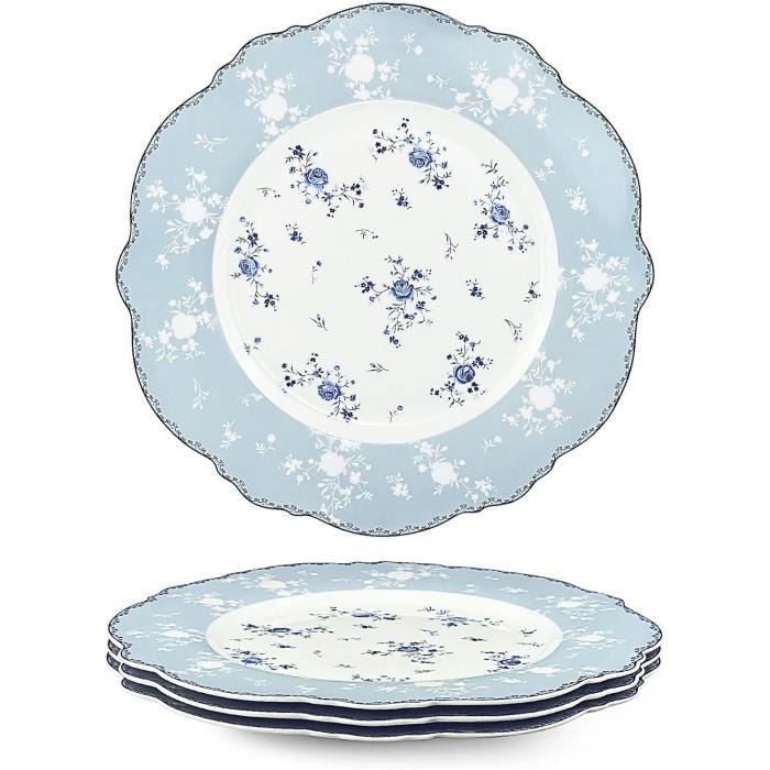 27.5Cm Assiettes Plates En Porcelaine, Grand Assiette Bleu Et Blanc ...