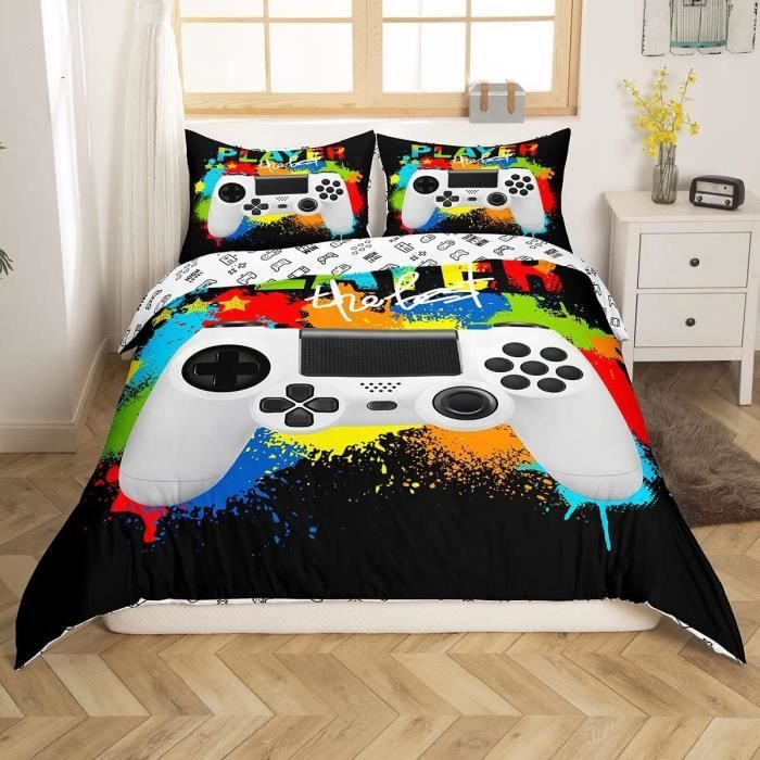 Gamer Parure De Lit 220X240Cm Pour Enfants Filles Rainbow Tie Dye ...
