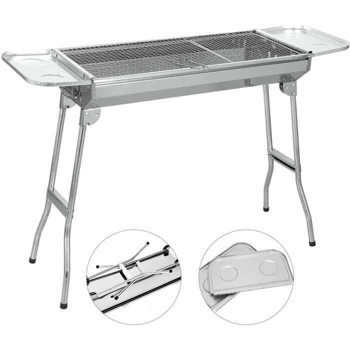 Barbecue à Charbon de Bois INOX Taille Grande BBQ Pliable Barbecue ...