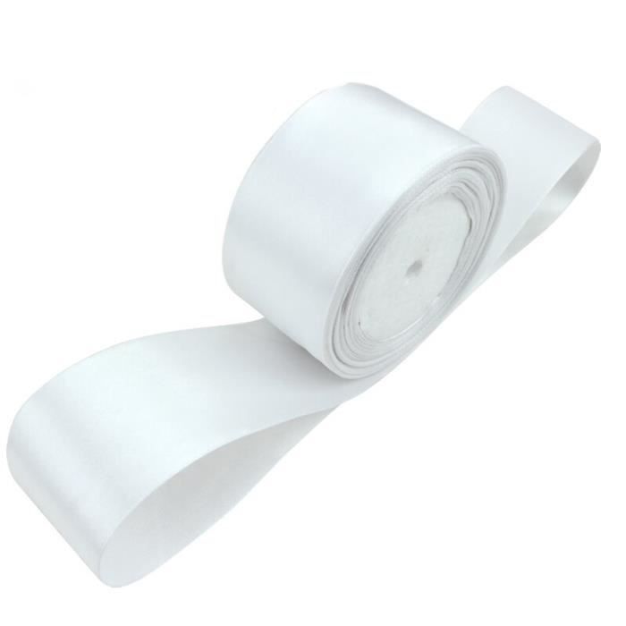 WHITE -Ruban en Satin simple face 50mm, 25 mètres-rouleau, pour ...