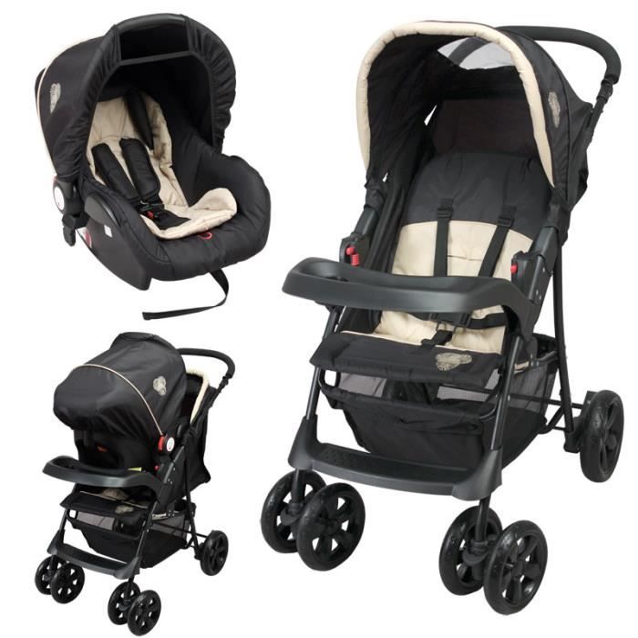Poussette bébé, 4 roues, combiné 2 en 1 avec son siège auto Groupe 0 ...