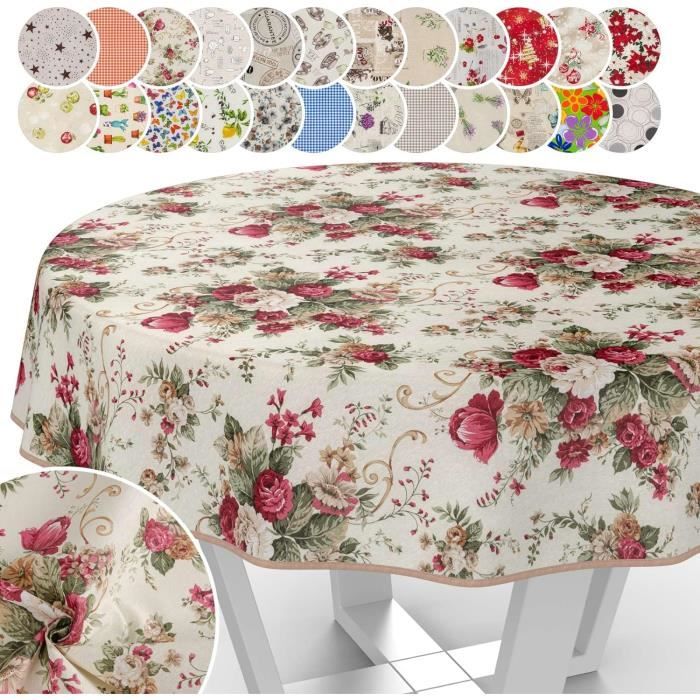 Nappe En Tissu Textile Lavable Nappe Ronde En Coton Polyester Motif ...