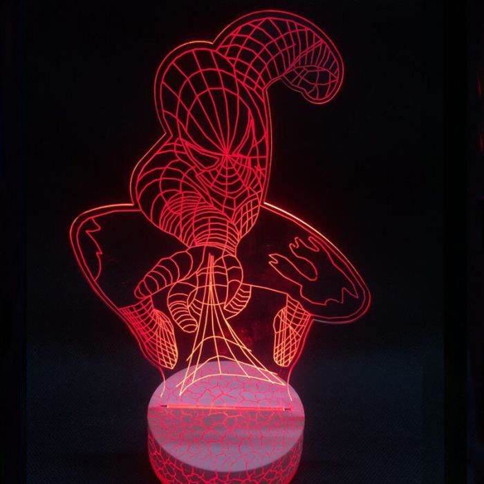 Rechargeable 3D Spiderman LED 7 couleurs cadeau... - Cdiscount Maison