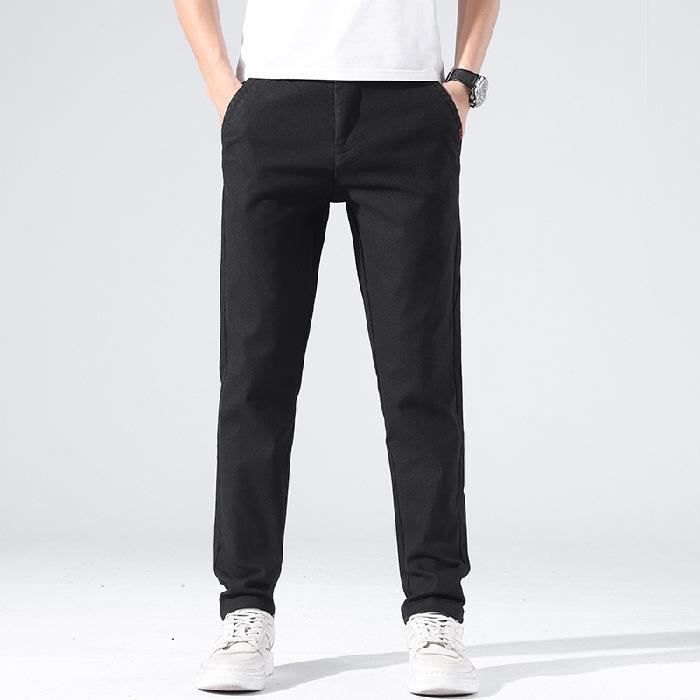 Pantalon Homme Stretch Coupe droite élastiquée Casual Couleur unie ...