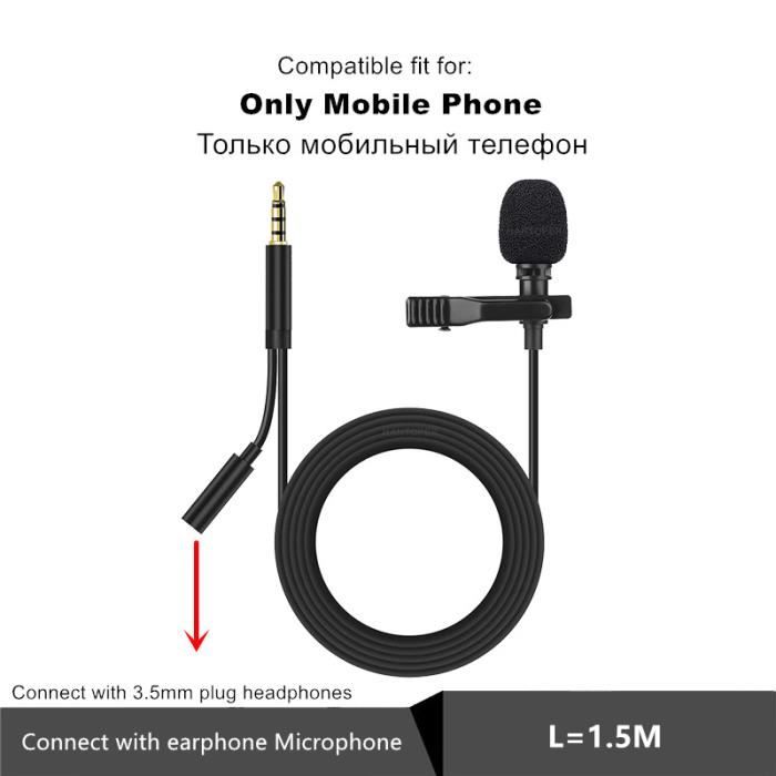Microphone en métal omnidirectionnel,jack 3,5mm,micro Lavalier,pince ...