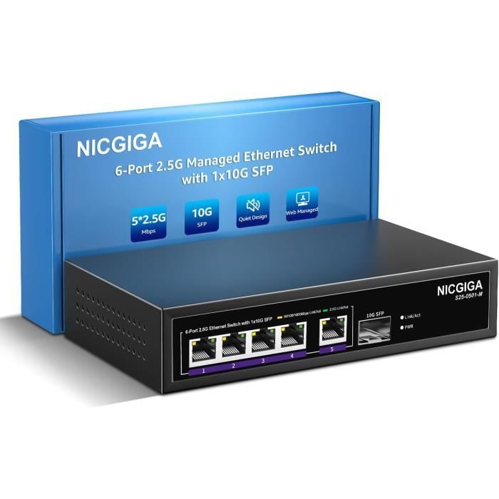 6 Port 2.5G Web Smart Managed Ethernet Switch, 5X2.5Gbps Base-T&1X ...