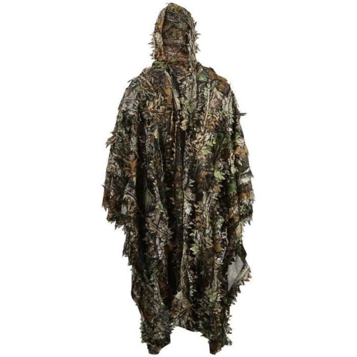 HYFAN Ghillie Suit Poncho 3D Feuilles Camouflage Cape Cape pour Les ...