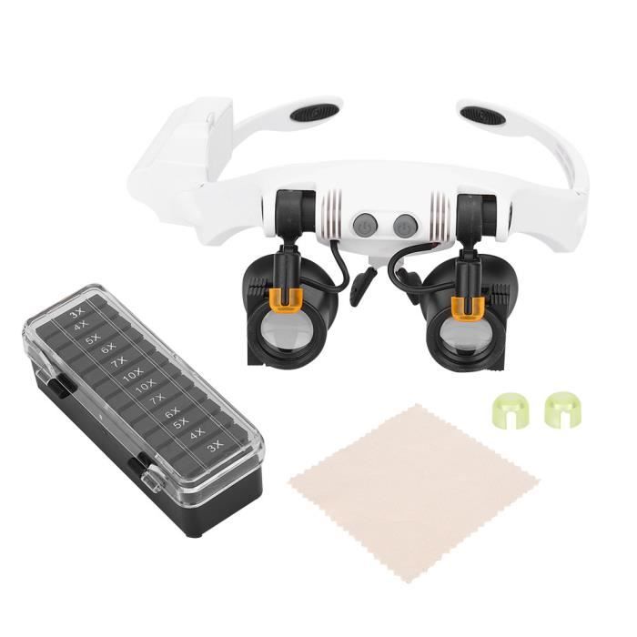 Loupe Serre-tête Avec Lumière LED TBEST - Inspection Composants - 21 Combinaisons - 3X-10X ...