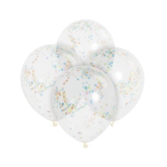 Ballon Transparent avec Confettis Multicolores 12" (30cm) poche de 3 ...