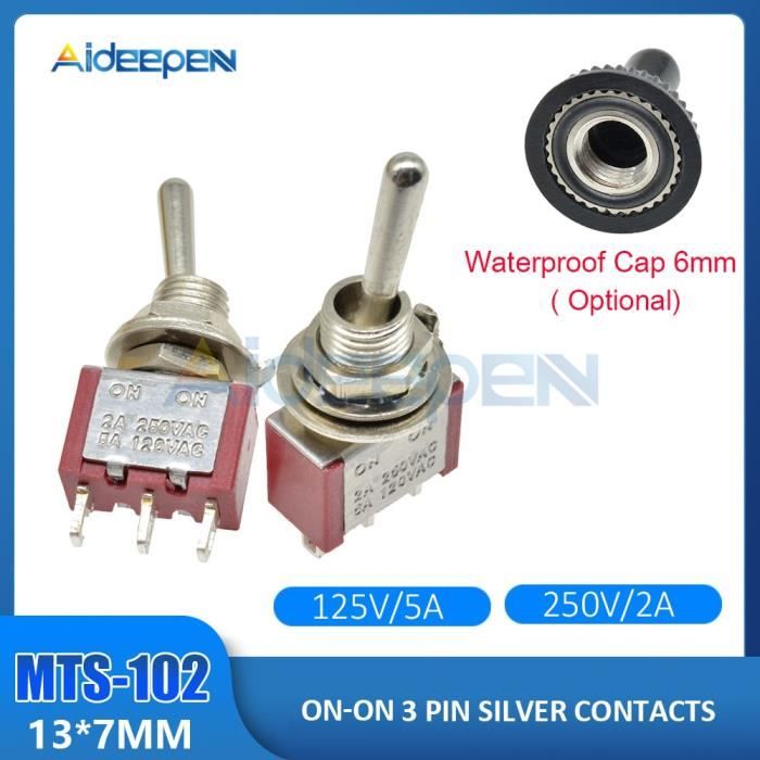 MTS-102 Red-Without Cap -Interrupteur à bascule Miniature à 2-3-6-9-12 ...