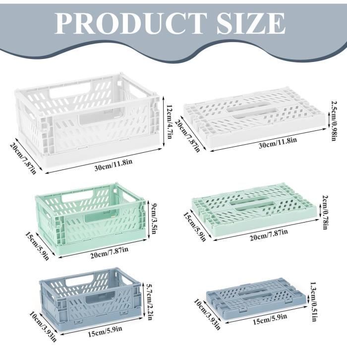 Lot de 5 paniers pliants en plastique (30 x 20 x 12 cm) (20 x 15 x 9 cm) (15 x 10 x 5,7 cm) Mini ...