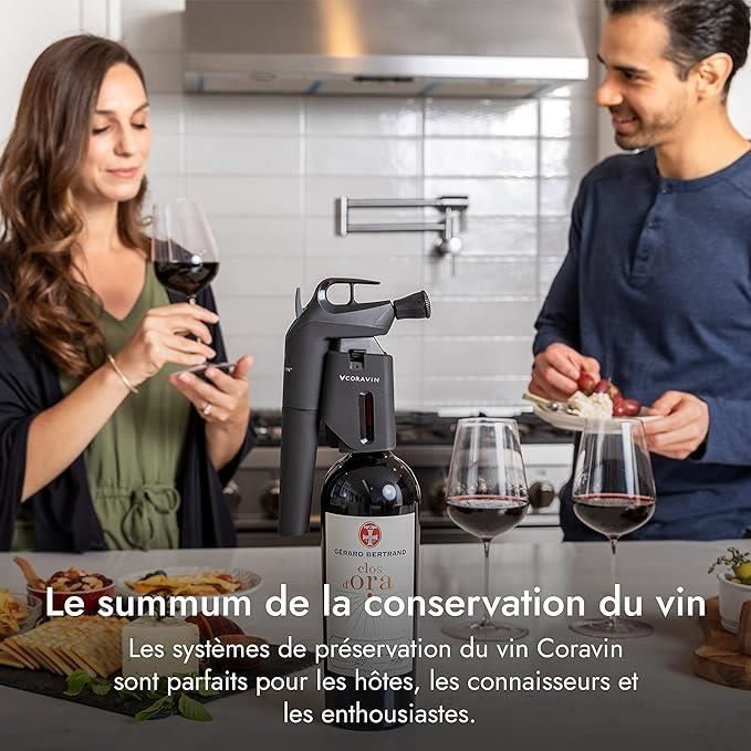 Système de conservation du vin Coravin Timeless Three Plus - avec 2 capsules de gaz Argon pur et ...