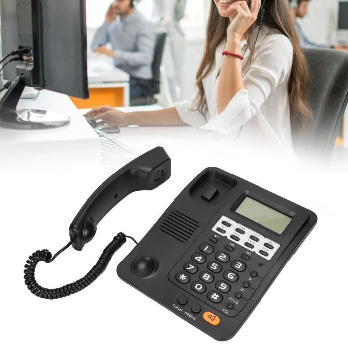 Pwshymi Téléphone de bureau KX‑T6009CID Téléphone Filaire de Bureau Téléphone Fixe Filaire avec ...