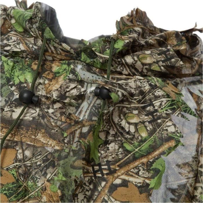 HYFAN Ghillie Suit Poncho 3D Feuilles Camouflage Cape Cape pour Les ...